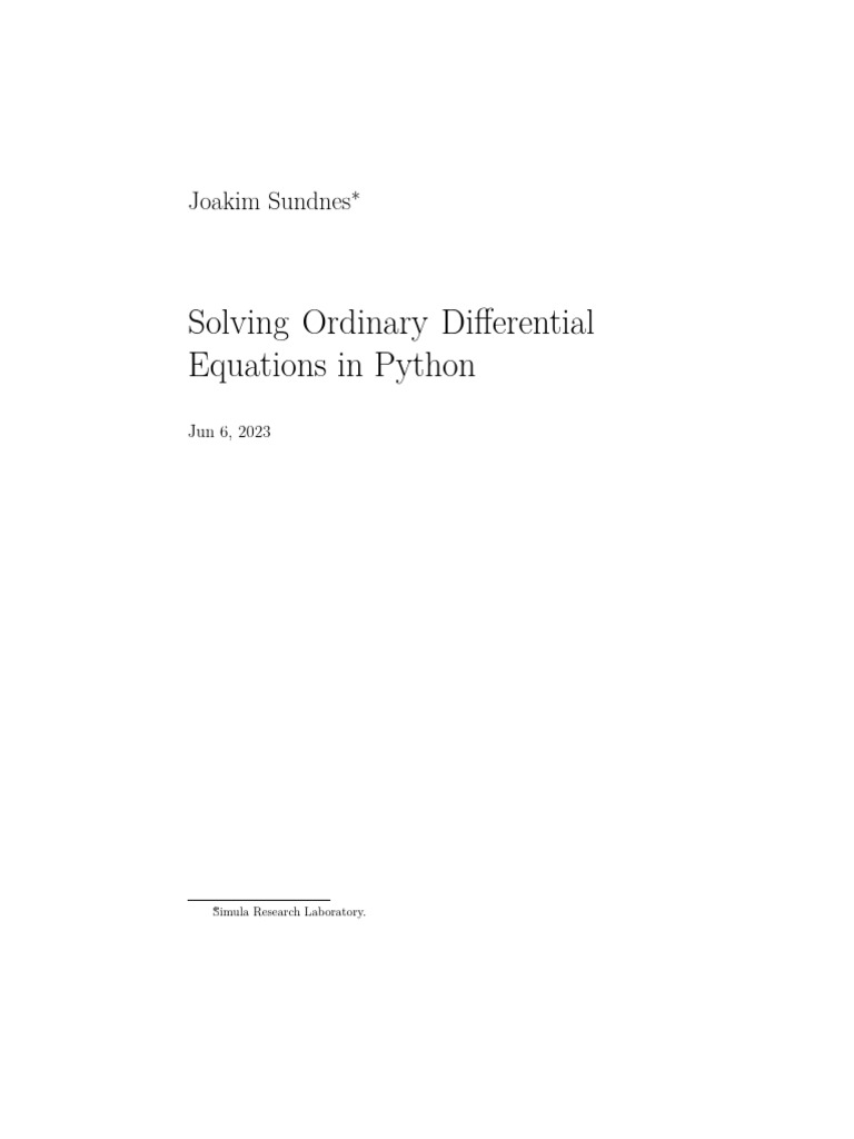 Ode Book | PDF | Ordinary Differential Equation | Numerical Analysis