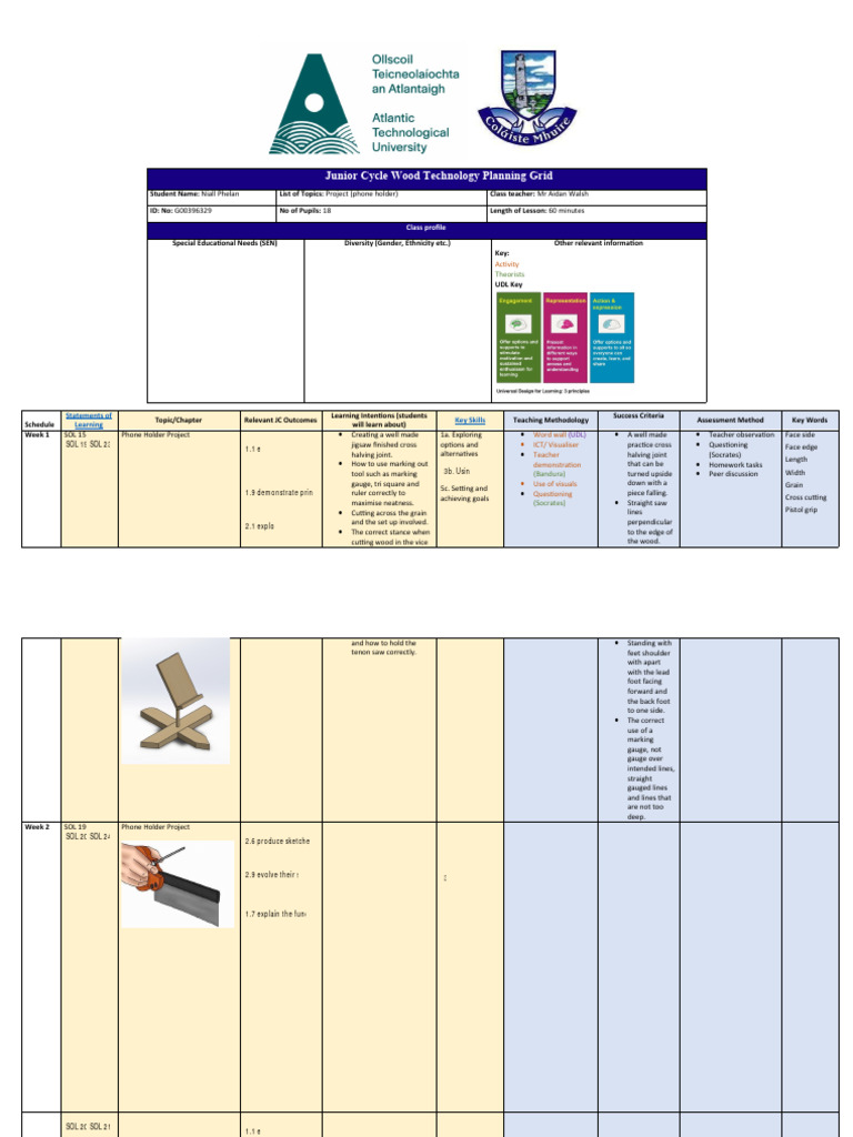 Wood Technology Planning Grid 1st Year | PDF | Wood | Trees
