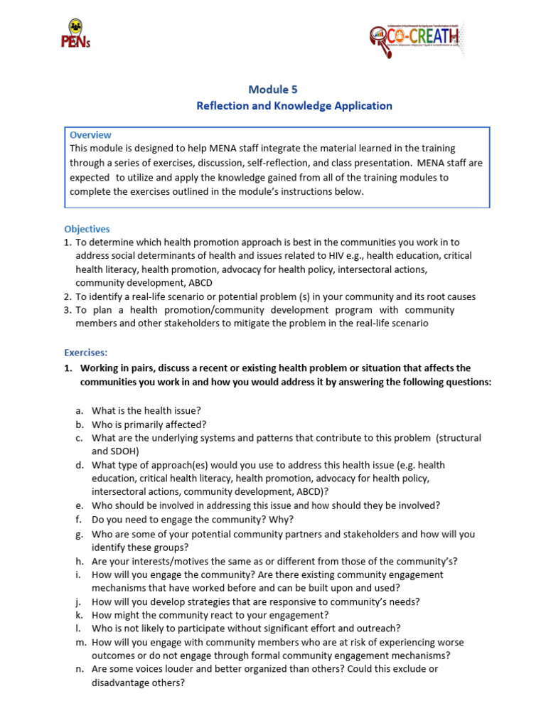 Module 5 - Reflection and Action | PDF | Community | Health Promotion