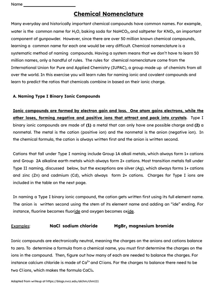 Complete Nomenclature | PDF | Ion | Chemical Compounds