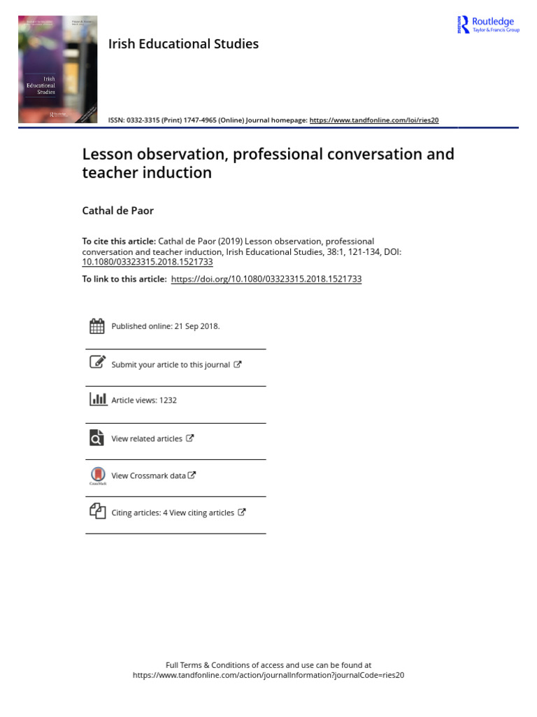 Lesson Observation Professional Conversation | PDF | Mentorship | Teachers