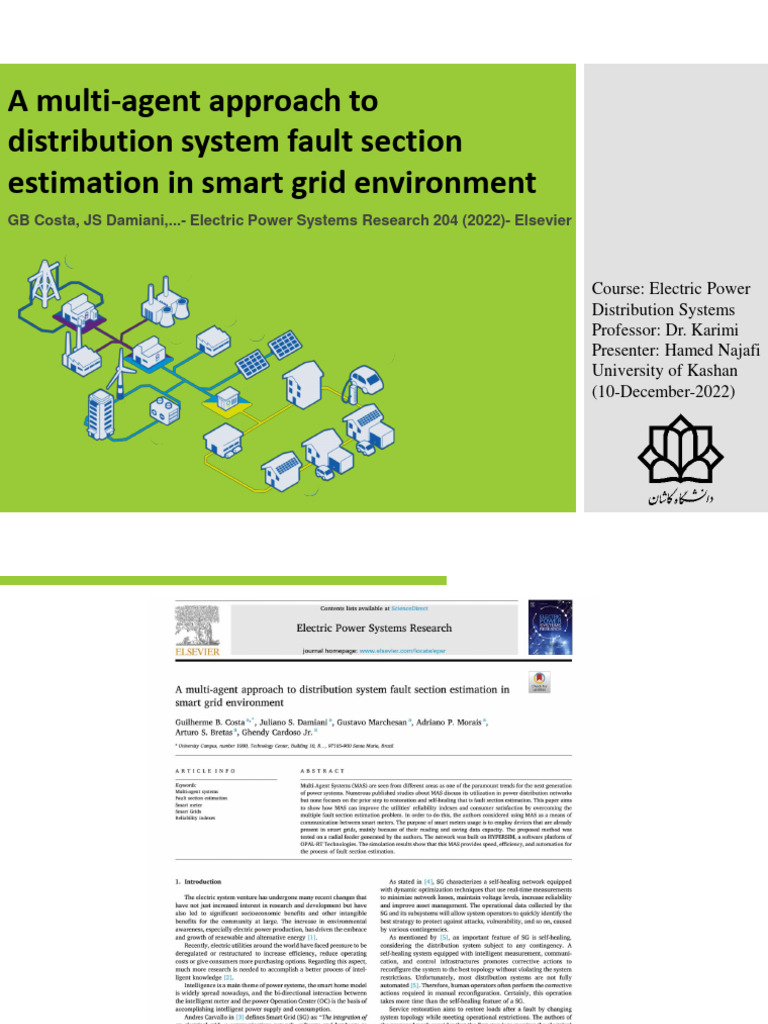Multi Agent Fault Section Estimation Presentation | PDF | Electrical Grid | Smart Grid