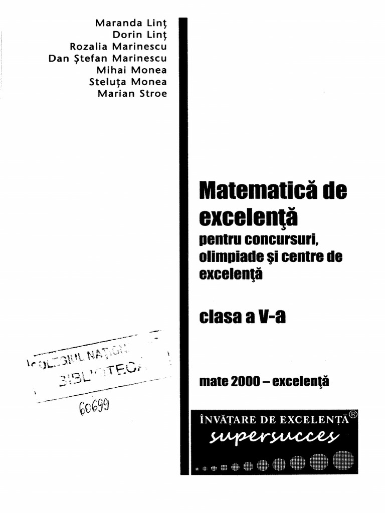 Matematica de Excelenta Pentru Concursuri | PDF