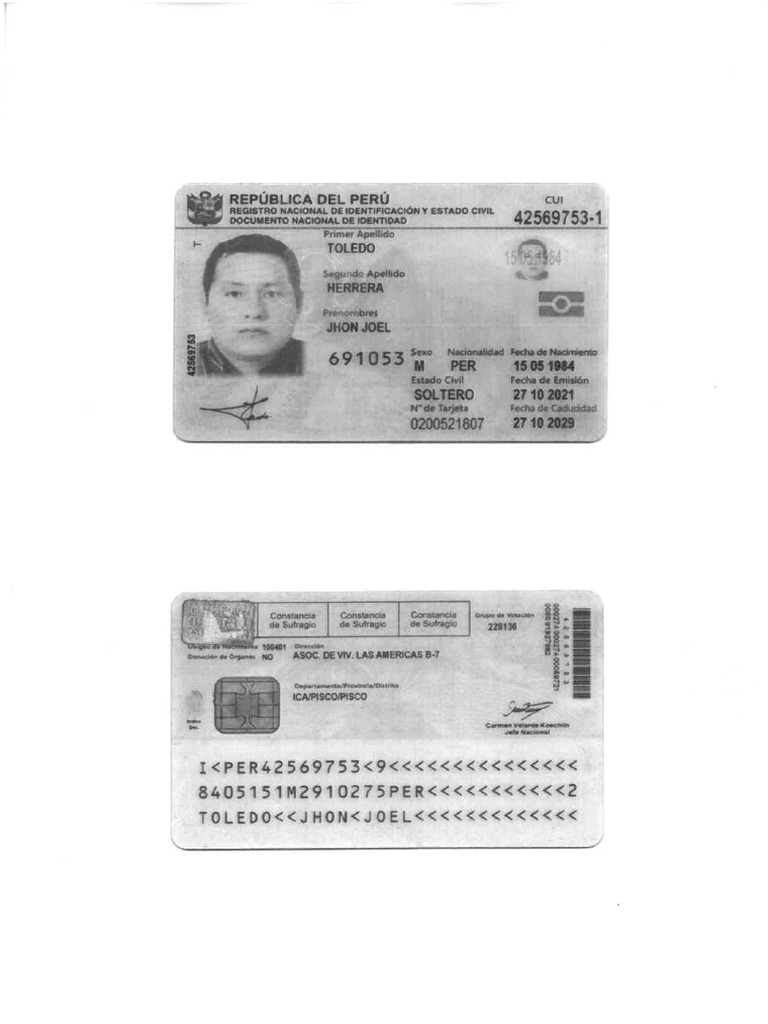 Dni. Jhon Blanco y Negro | PDF