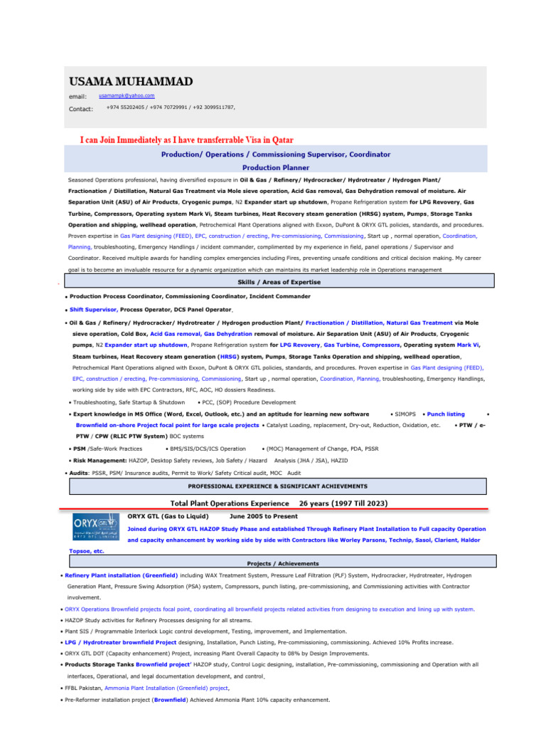 Usama - Clariant Prod Sup | PDF | Natural Gas | Cracking (Chemistry)