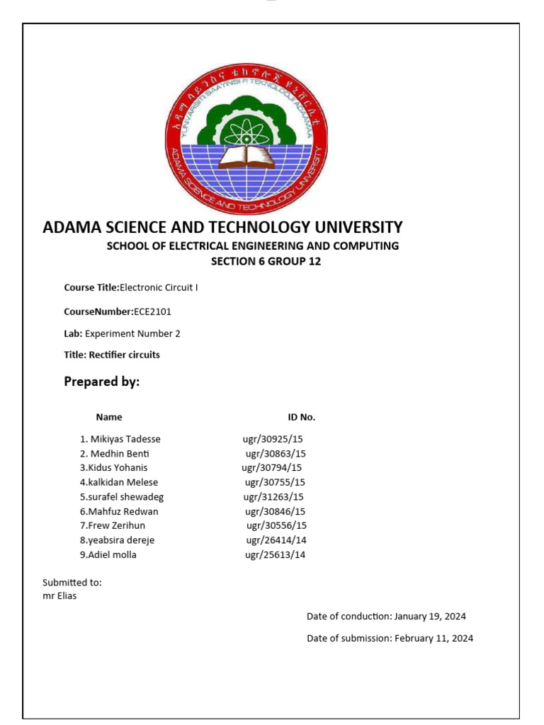 Lab Report 2 | PDF | Rectifier | Diode Lab Report 2 | PDF | Rectifier | Diode