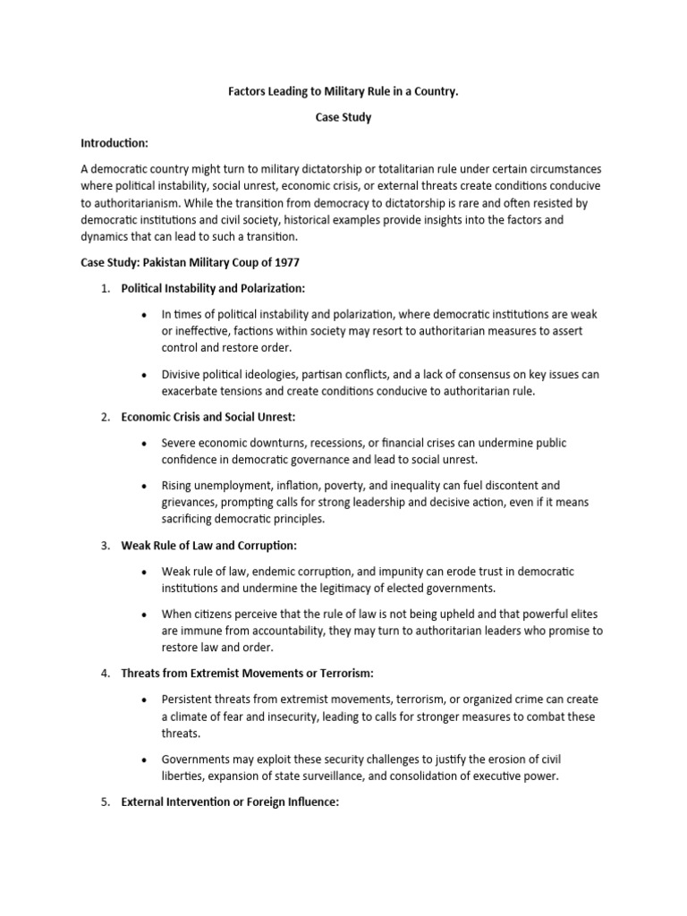 Factors Leading To Military Rule in A Country | PDF | Authoritarianism ...