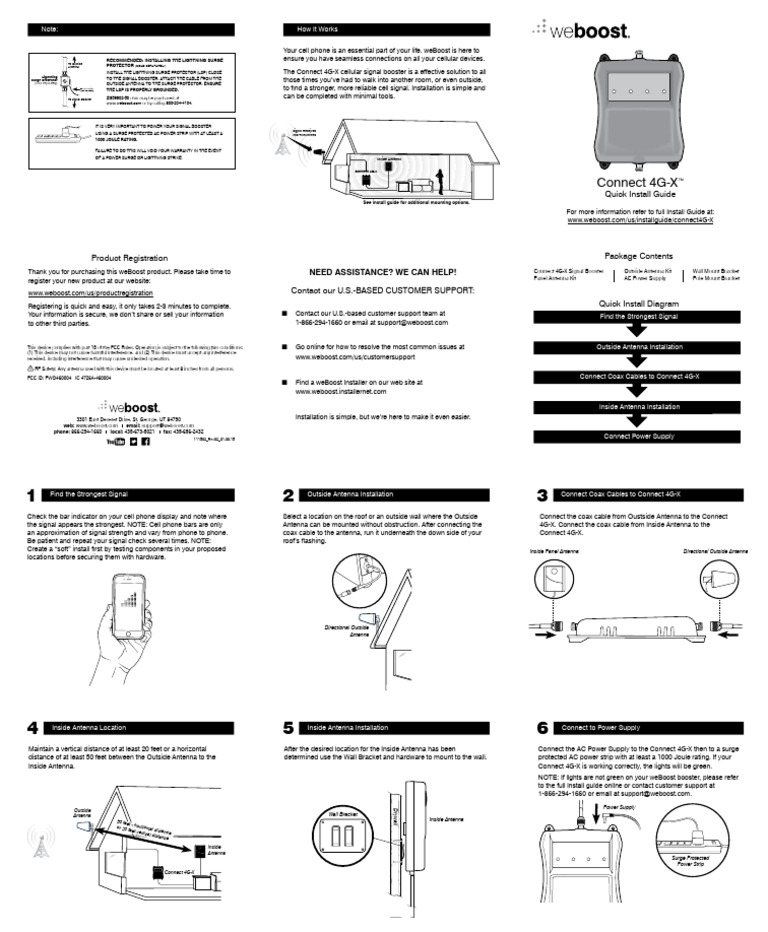 WeBoost 471104 Connect 4G X Quick Install Guide | PDF | Antenna (Radio ...