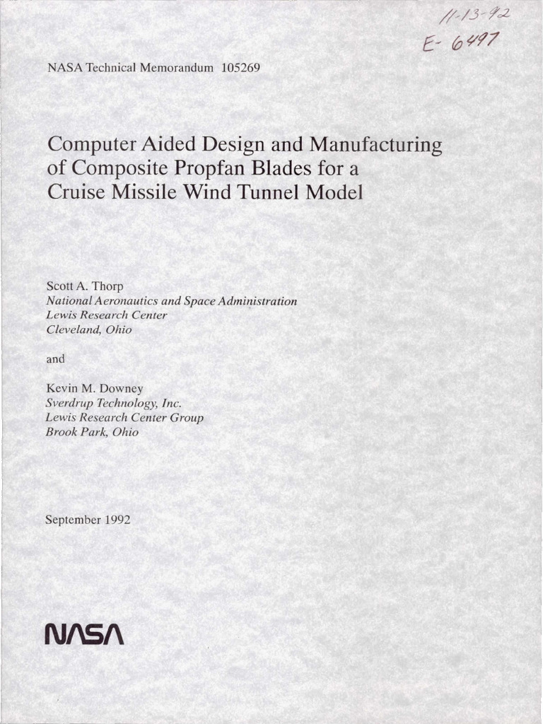 Computer Aided Design and Manufacturing of Composite Propfan Blades For ...