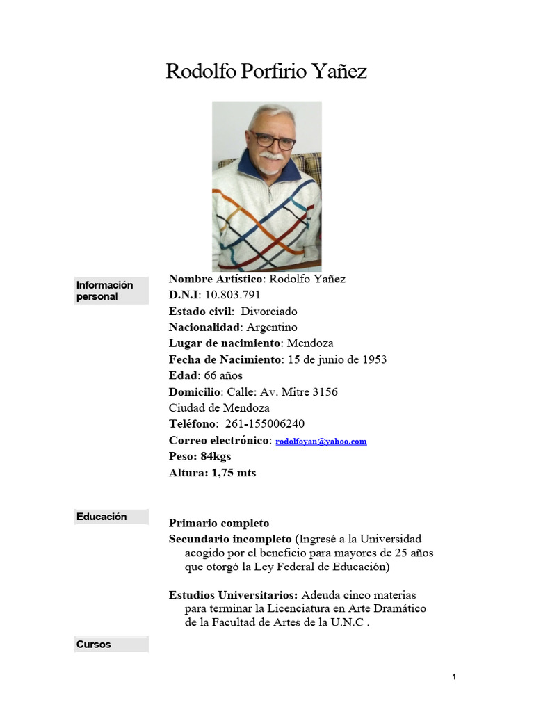 Curriculum Rodolfo Yañez | PDF
