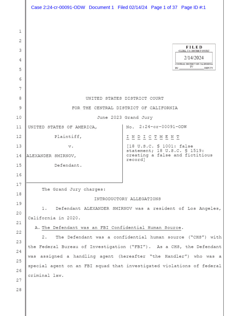 Unsealed Indictment 0 | PDF | Federal Bureau Of Investigation ...