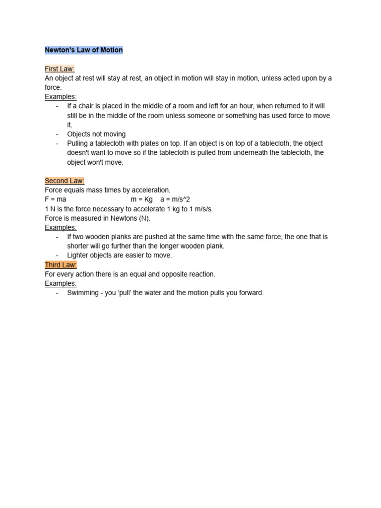 Newton's Law of Motion | PDF Newton's Law of Motion | PDF