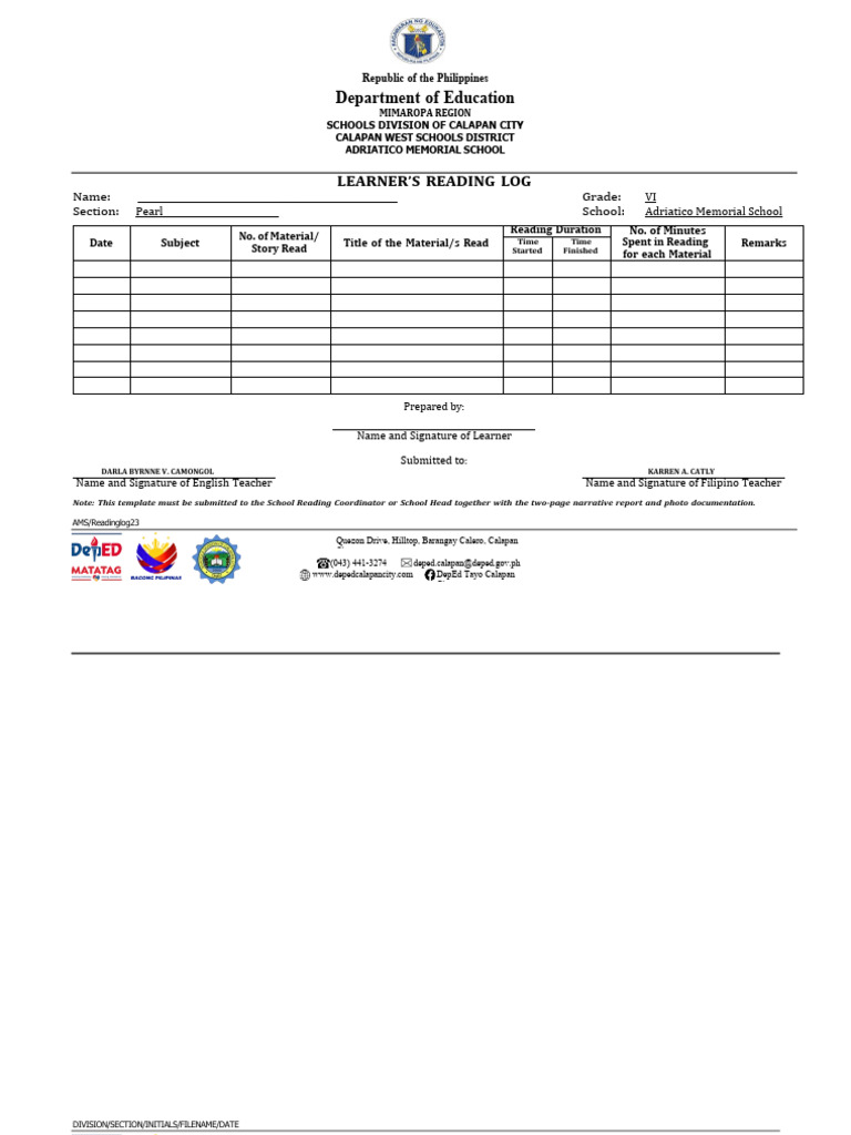 Reading Log | PDF | Philippines | Government