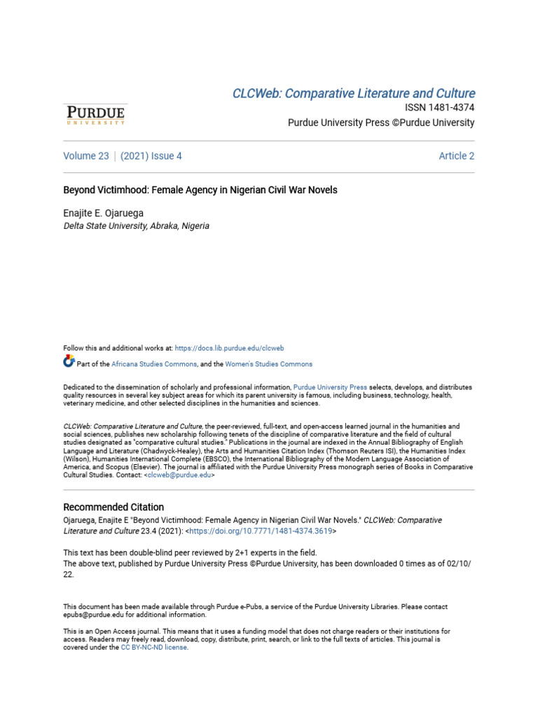 Beyond Victimhood - Female Agency in Nigerian Civil War Novels | PDF ...