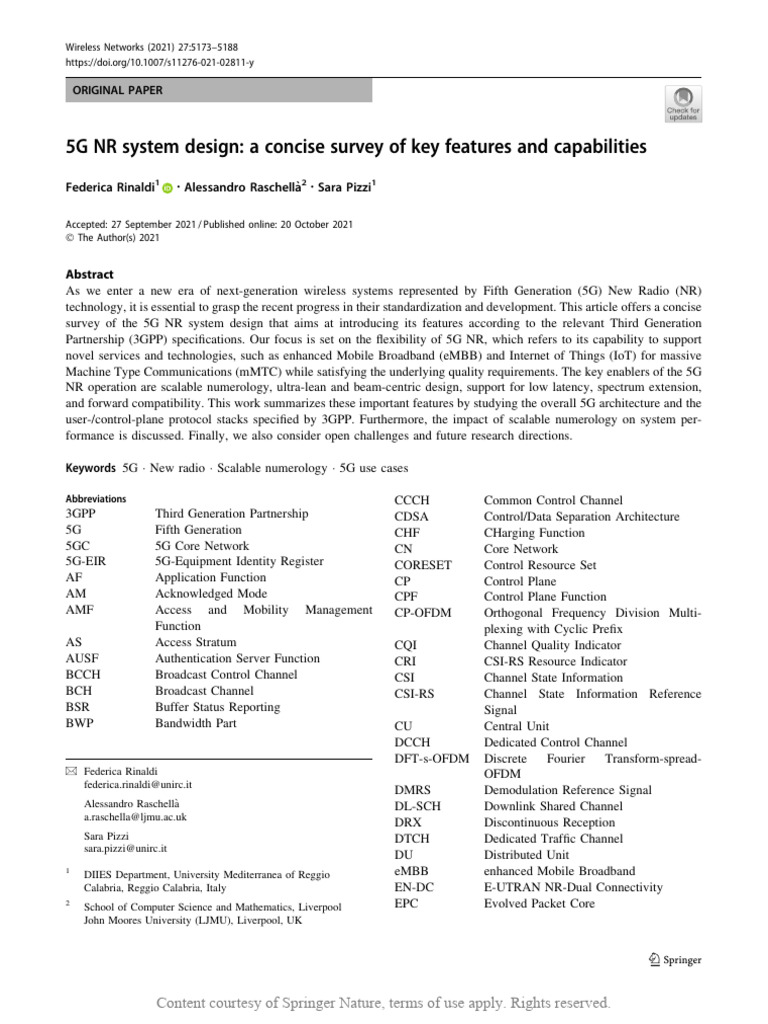 5G NR System Design A Concise Survey of Key Featur | Download Free PDF | Computer Network ...