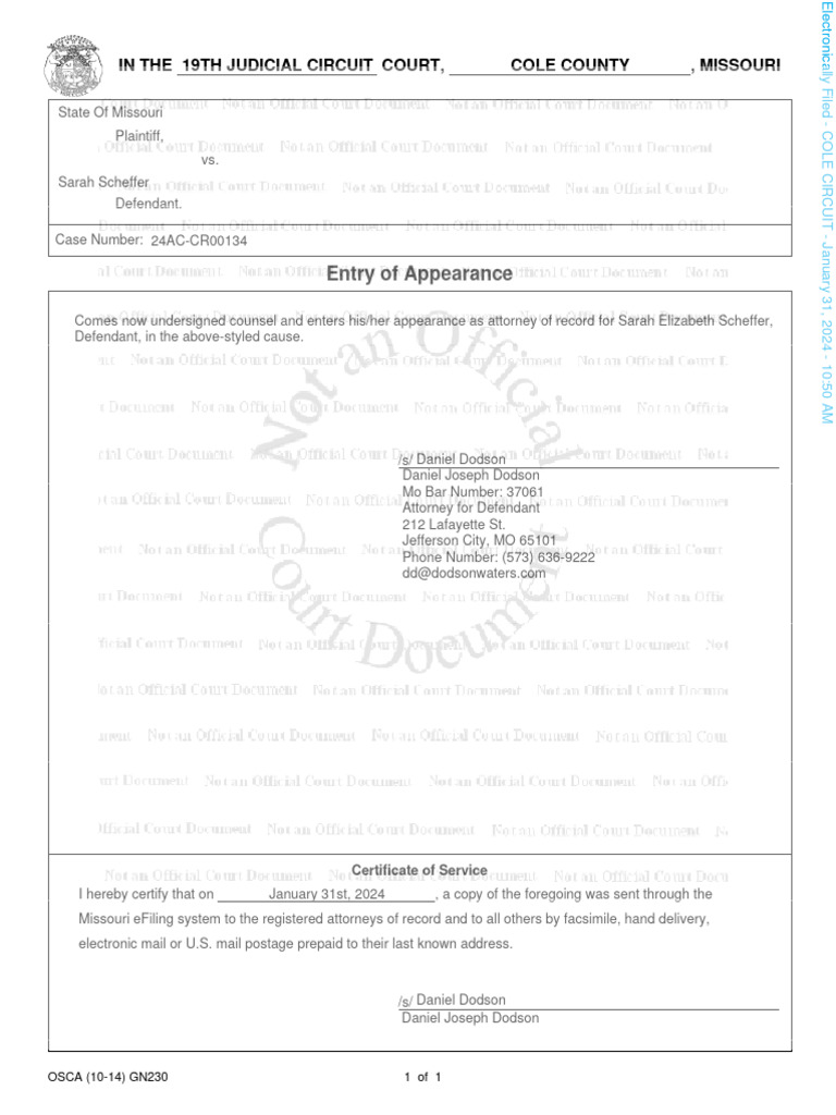 Entry of Appearance for Sarah Scheffer | PDF