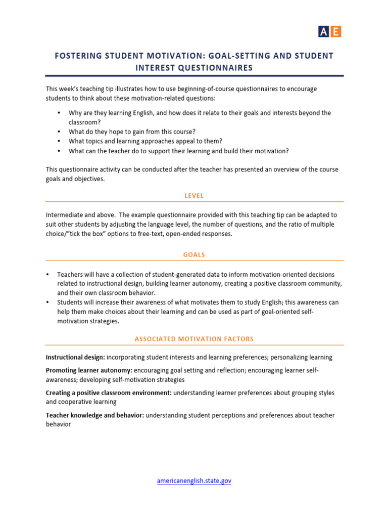 Teachers Corner Fostering Student Motivation 0 | PDF | Learning ...