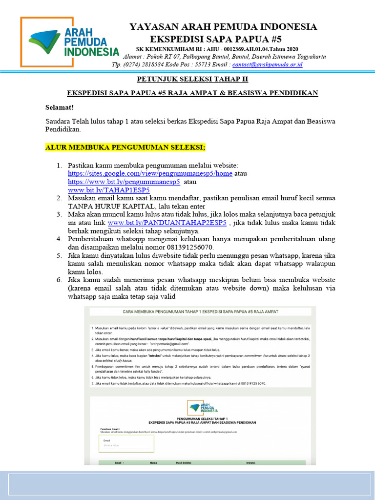 Panduan Seleksi Tahap 2 Esp #5 | PDF