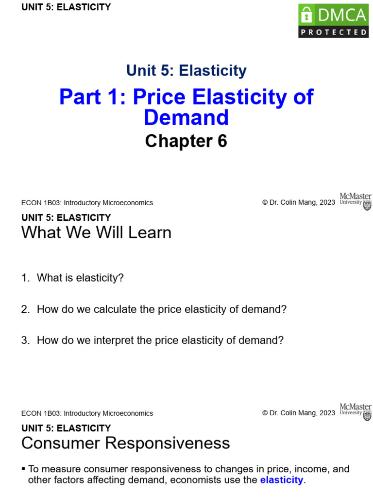 Unit 5 Elasticity | PDF | Price Elasticity Of Demand | Demand