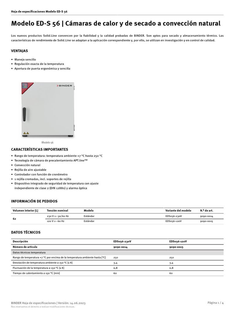 Data Sheet Model ED-S 056 es (1) | PDF | Medición | Calibración