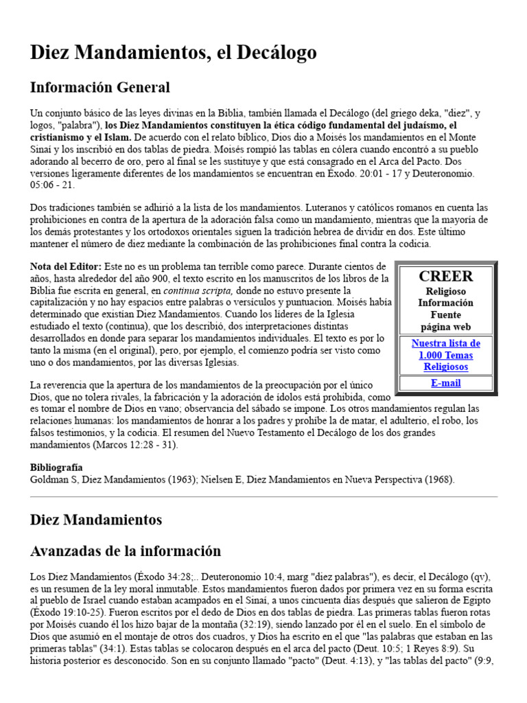 Diez Mandamientos, el Decálogo | PDF | Diez Mandamientos | Creencia religiosa y doctrina