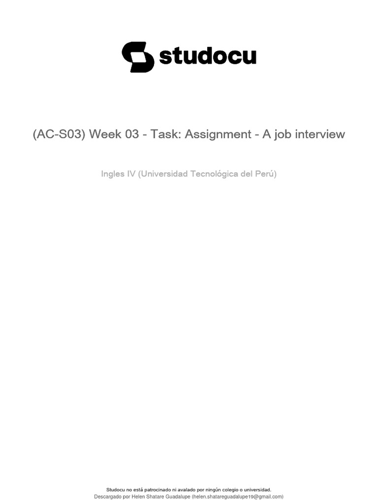 Ac s03 Week 03 Task Assignment A Job Interview | PDF