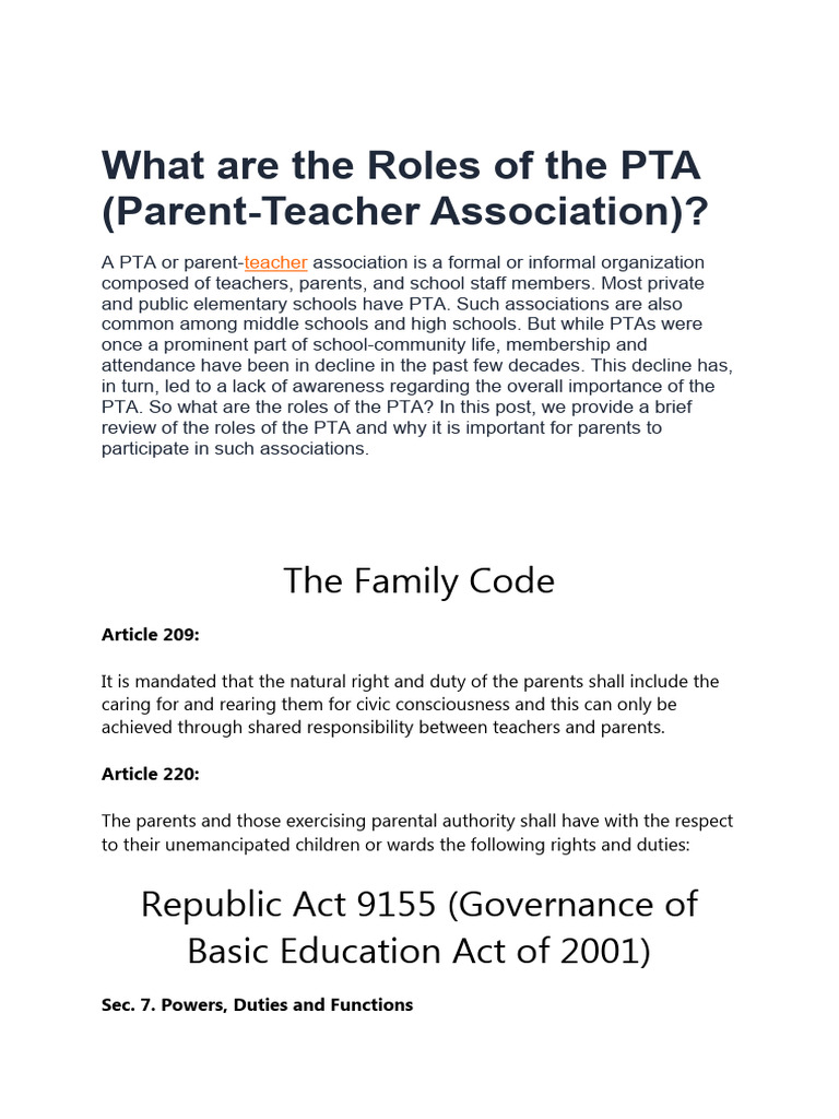 What-are-the-Roles-of-the-PTA-output | PDF