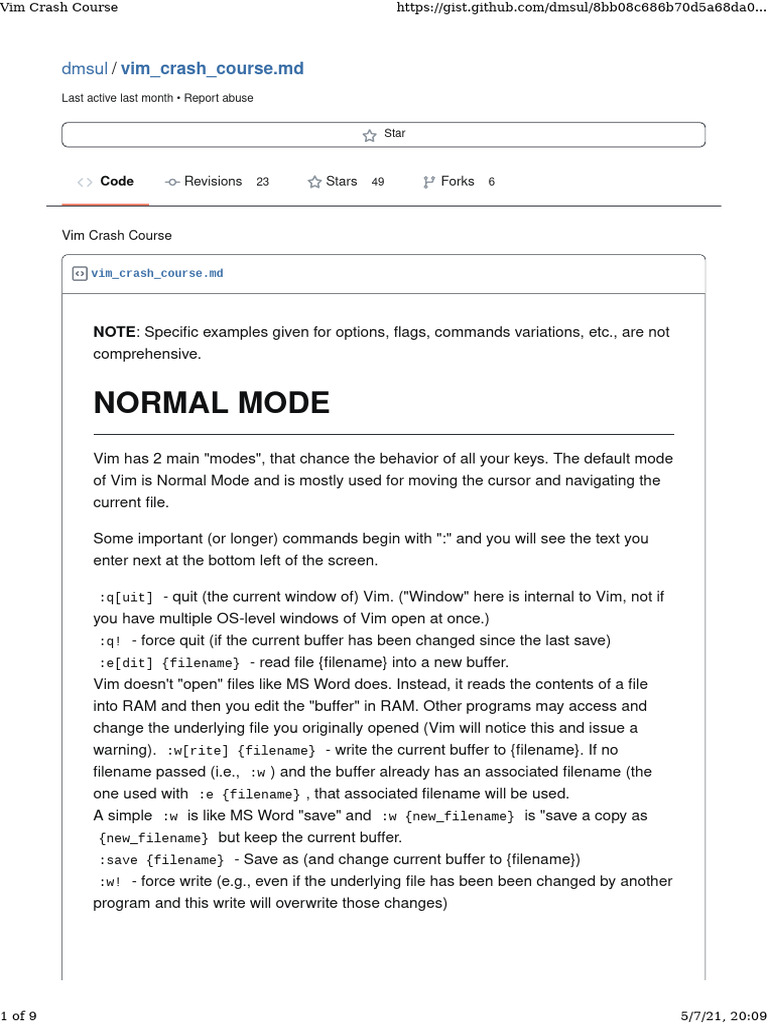 Vim Basics and Commands Guide | PDF | Computer File | Filename