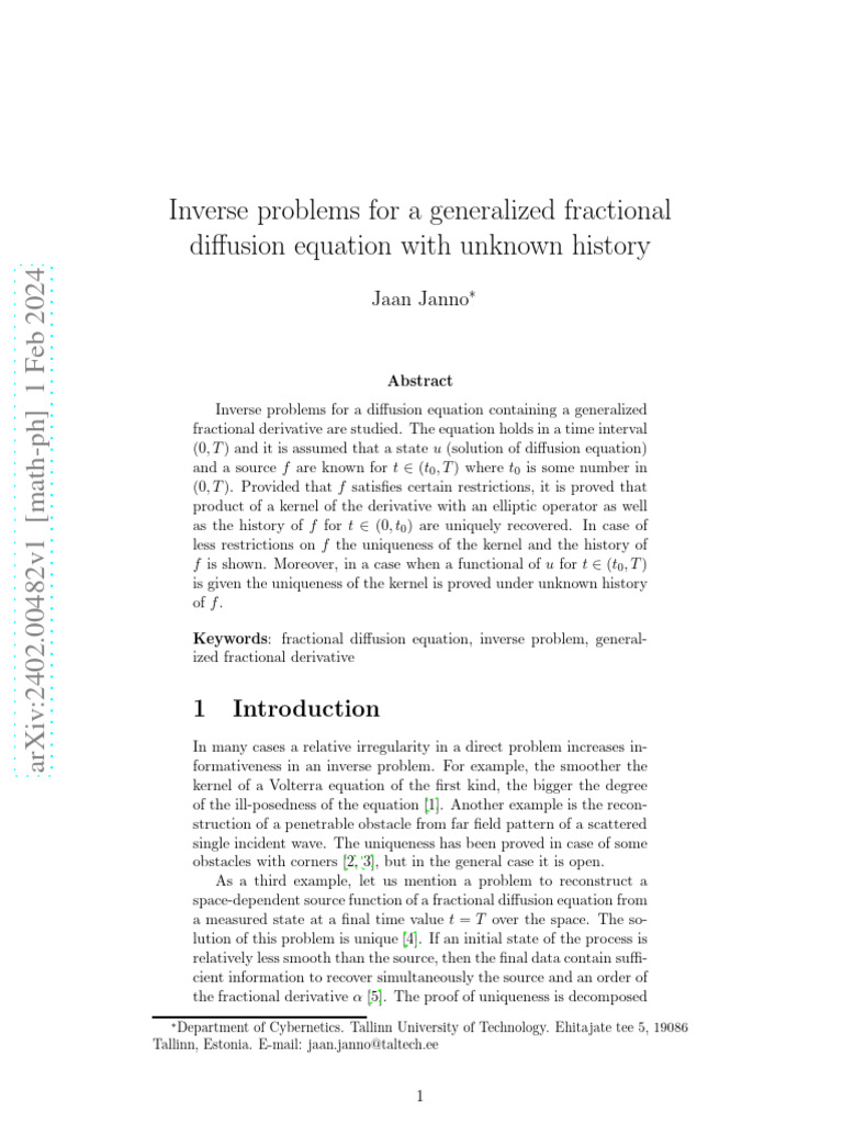 Inverse Problems For A Generalized Fractional Diffusion Equation With