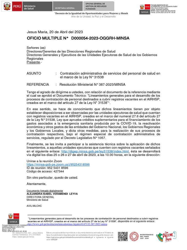 Lineamientos para Contratación de Salud | PDF