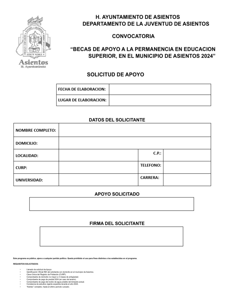 Solicitud de Becas 2024 | PDF