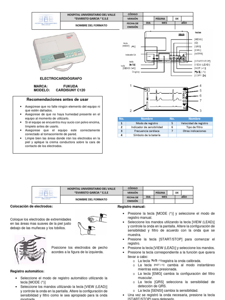 Electrocardiógrafo Fukuda Cardisuny C120 | PDF | Electrocardiografia