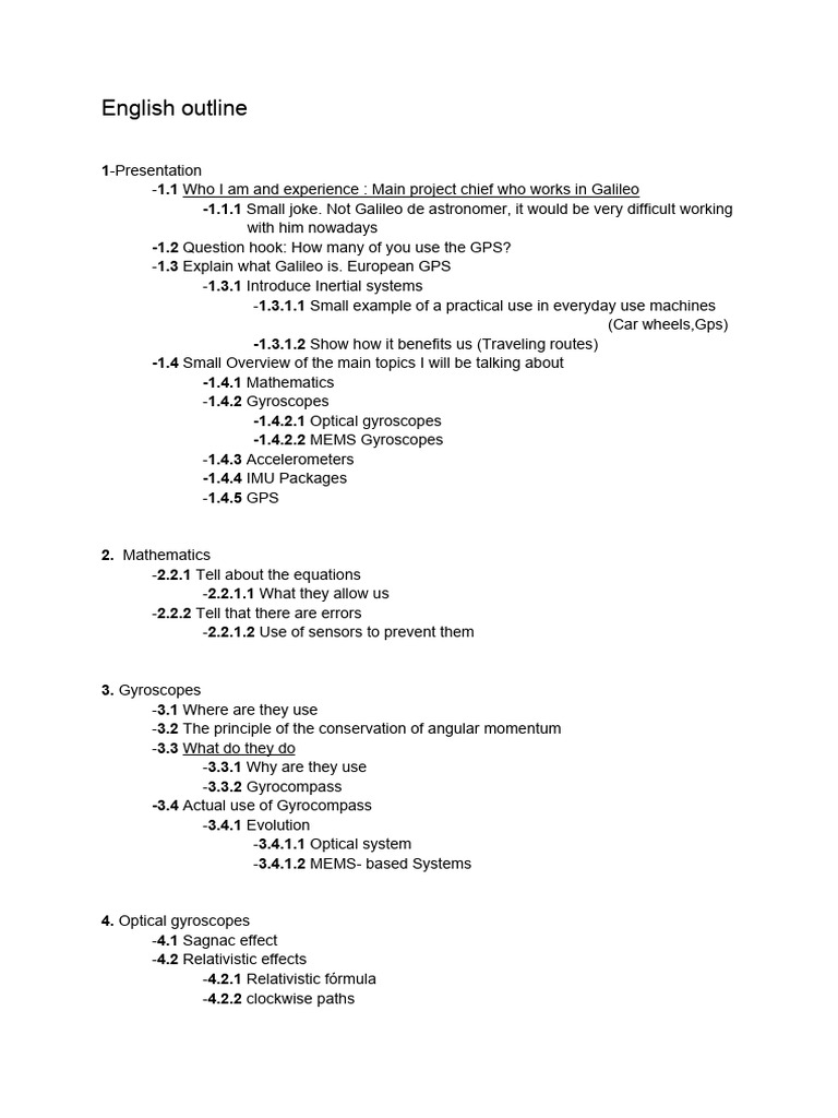 English Outline | Download Free PDF | Gyroscope | Applied And ...
