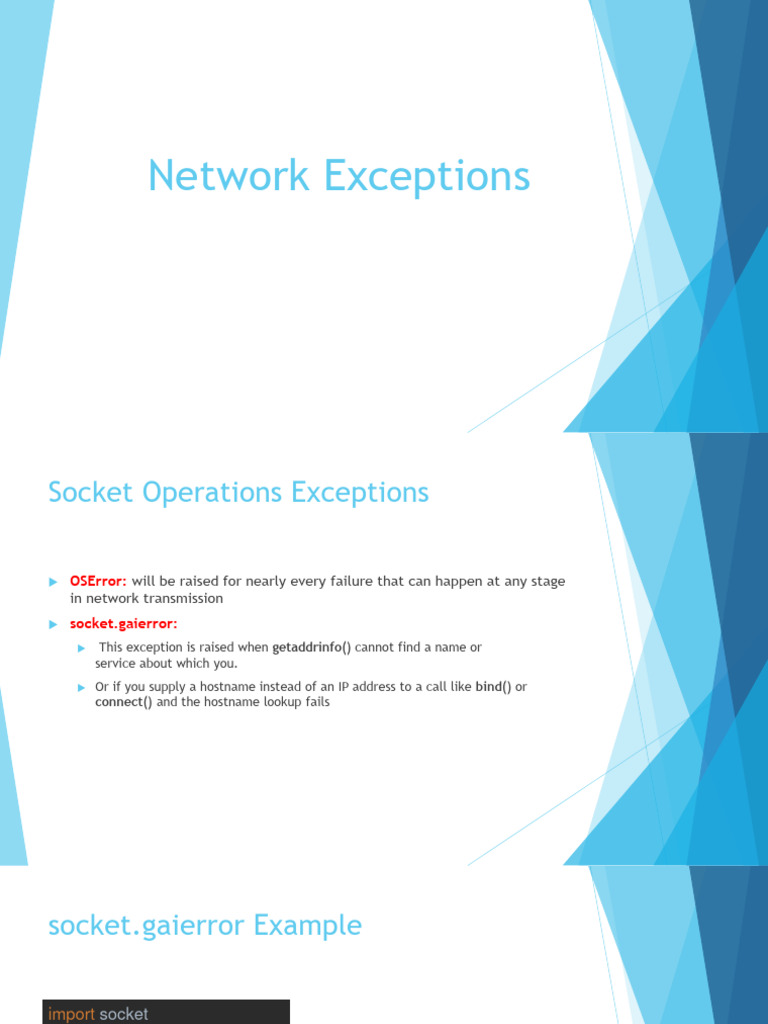 NP Section7 Network Exceptions | PDF | Network Socket | Network ...