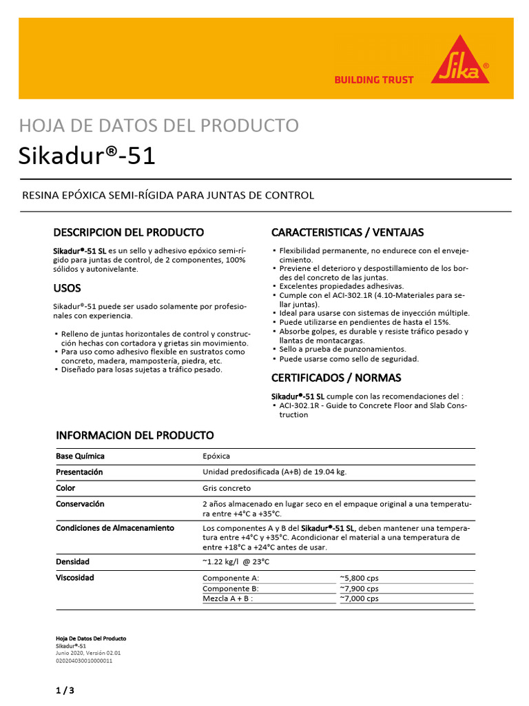 Sikadur 51 | PDF | Hormigón | Agua