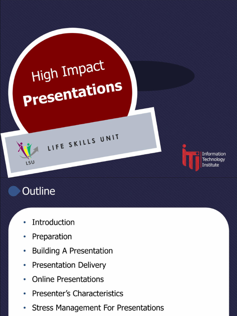 High Impact Presentations - ITI - Life Skills Unit - 2023-2024 - Students | PDF