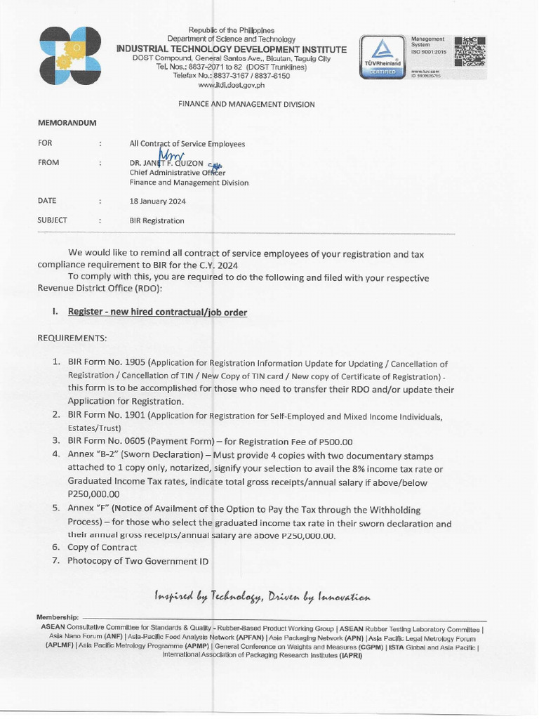 BIR Registration 2024 | PDF