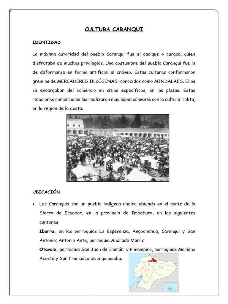 Cultura y Tradiciones del Pueblo Caranqui | PDF