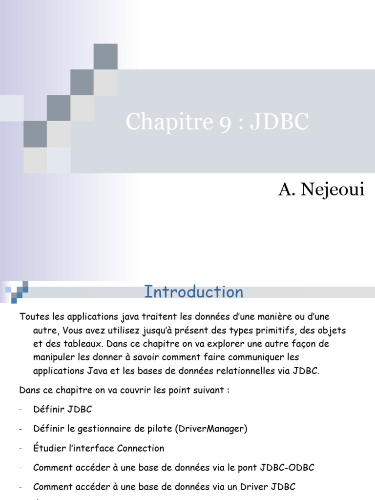 ch9 JDBC | PDF | Java (Langage de programmation) | Bases de données