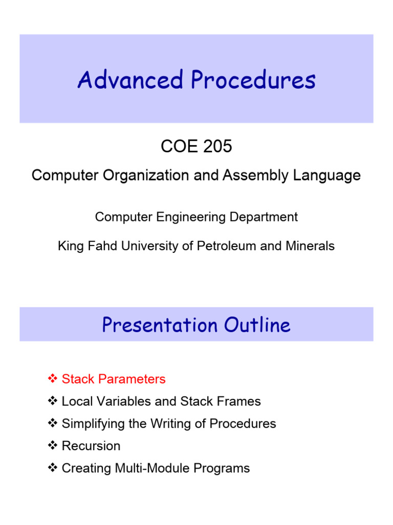08 AdvancedProcedures | PDF | Parameter (Computer Programming) | Variable (Computer Science)