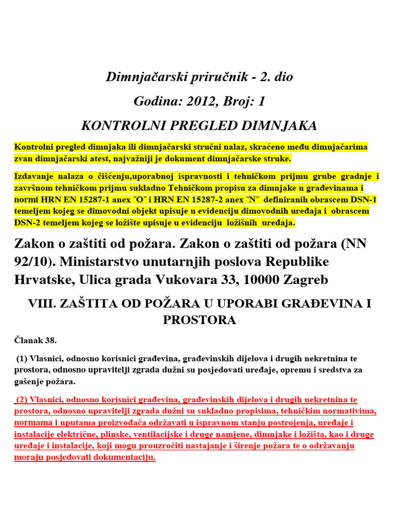 Pravilnik Za Izdavanja Nalaza I Kontrolni Pregled Dimnjaka | PDF