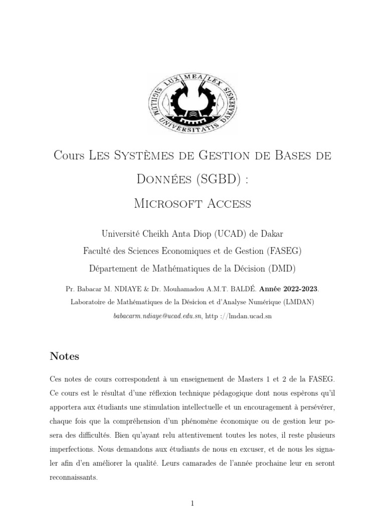 Cours Access | PDF | Bases de données | Microsoft Access