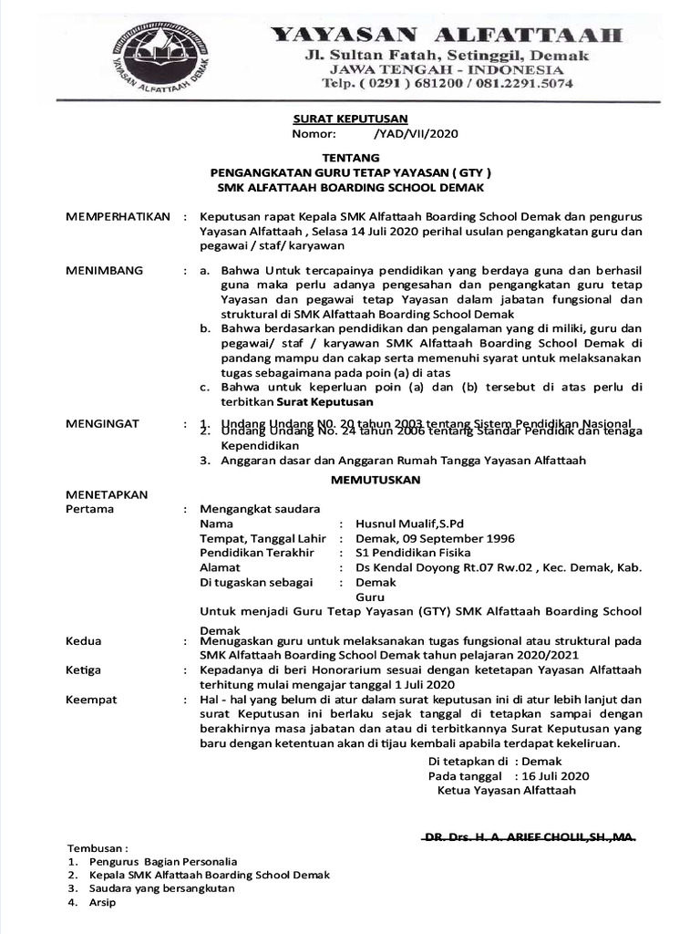 PDF Contoh SK Gty 2020 - Compress | PDF