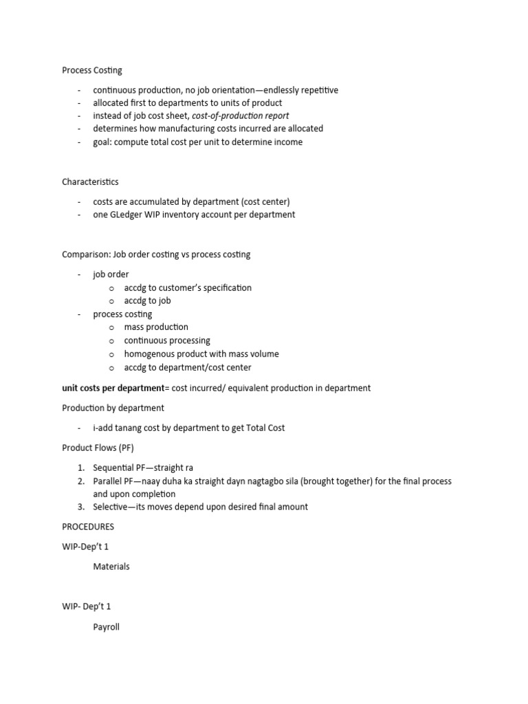Process Costing | PDF | Cost | Business