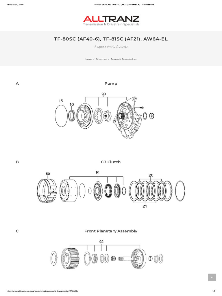 TF-80SC (AF40-6), TF-81SC (AF21), AW6A-EL - Transmissions | PDF