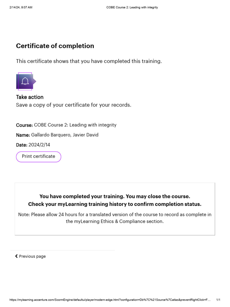 COBE Course 2 - Leading With Integrity | PDF | Business