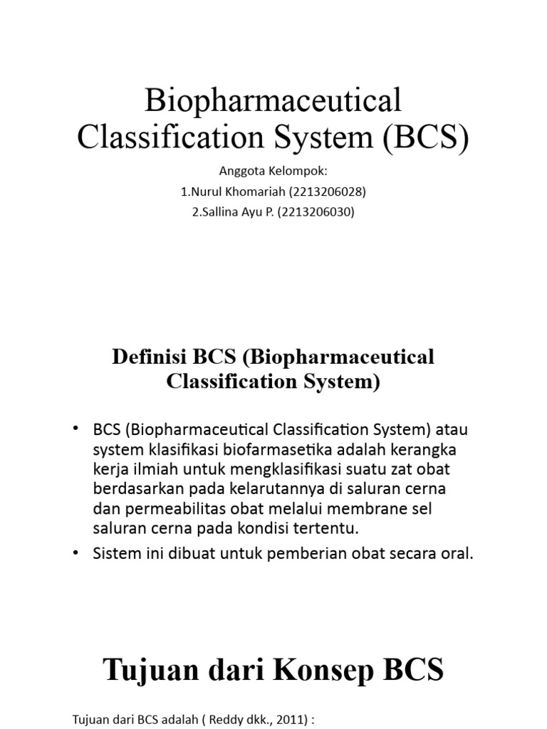 Biopharmaceutical Classification System (BCS) | PDF