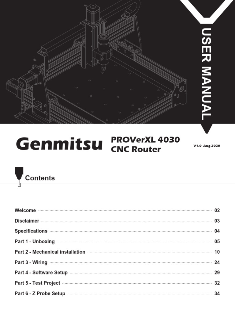 Genmitsu - 4030XLPROVer MANUALv1.01 | PDF | Electrical Connector | Screw