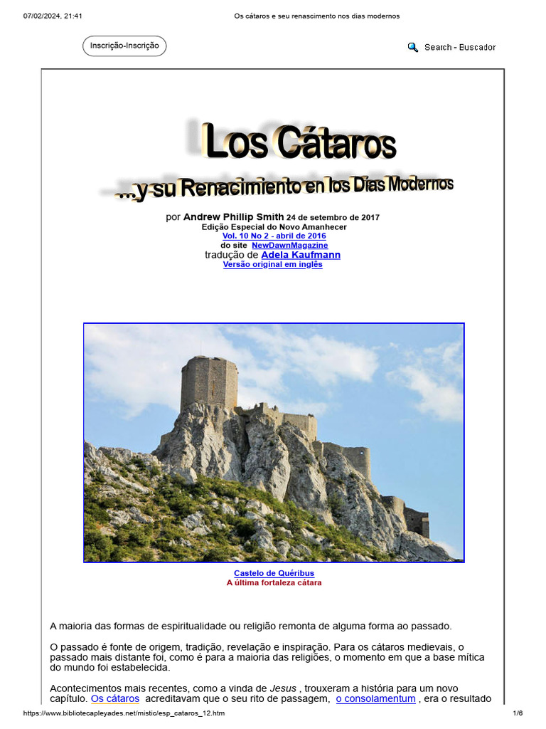 Os Cátaros e Seu Renascimento Nos Dias Modernos | PDF | Catarismo ...