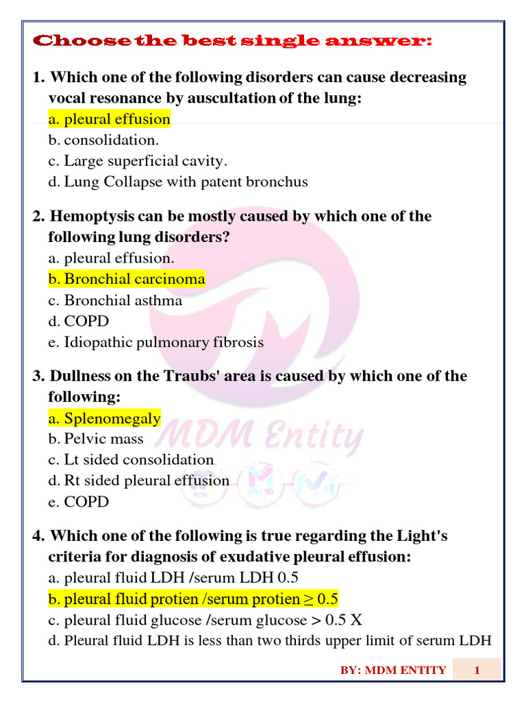 Cardio & Chest Answers | PDF | Ventricle (Heart) | Embolism